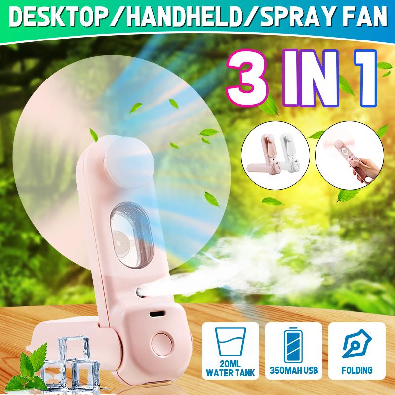 Buy [Humidifier + Fans 3 In 1 ] Portable Folding USB Fan Spray Mini ...