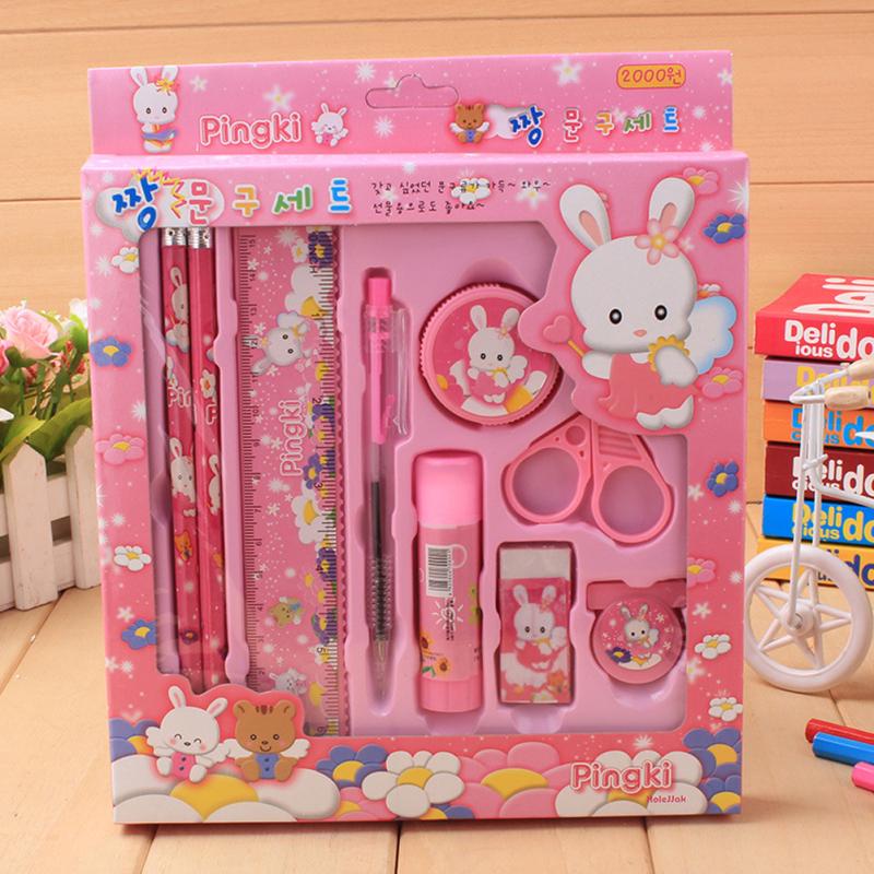 Buy 9 PCS Stationary Set Including Pencil Ruler Rubber Pencil Sharpener ...