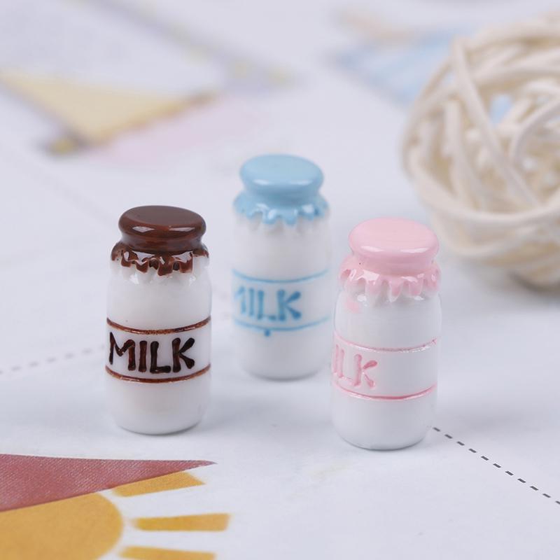Buy 3Pcs 1:12 Miniature Milk Bottles Breakfast Drink Dollhouse Kitchen ...