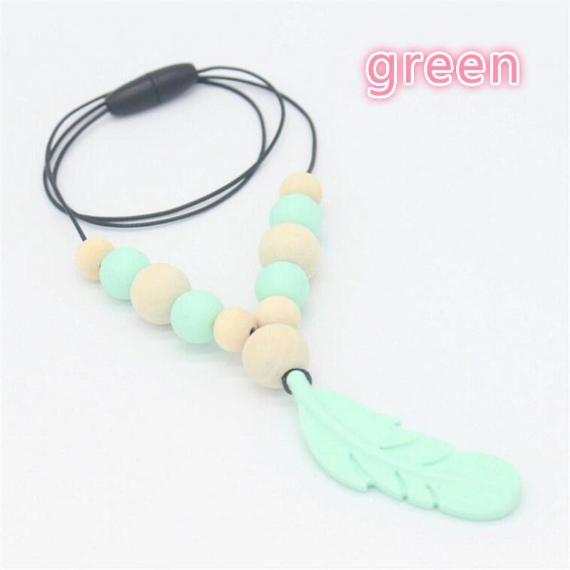 Cheap Feather Beaded Teether Necklace Baby Soothing Molars Teether ...