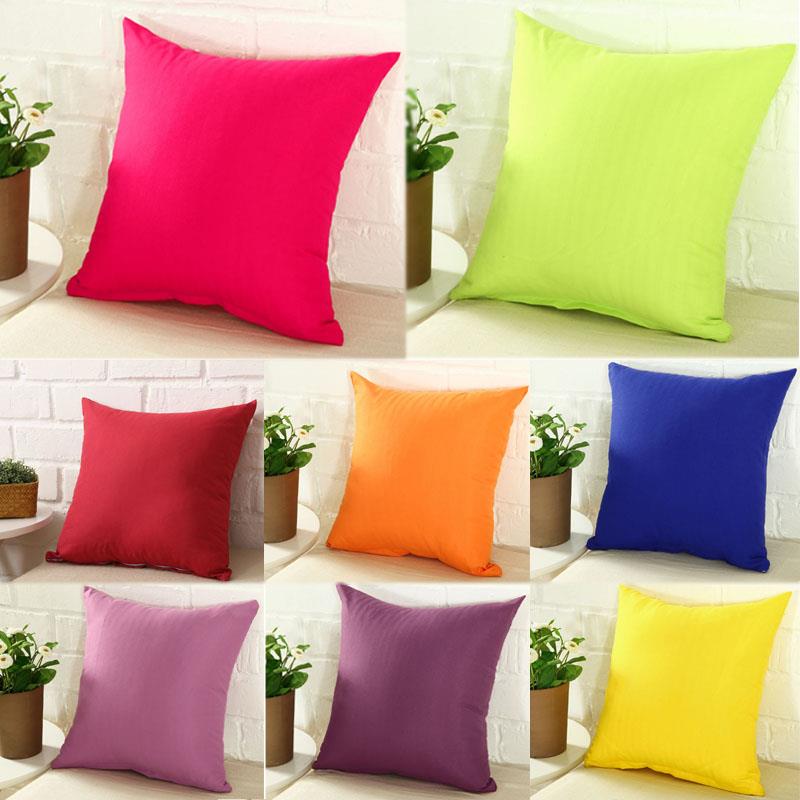 Candy Color Pillow Case Solid Color Polyester Throw Pillow Case ...