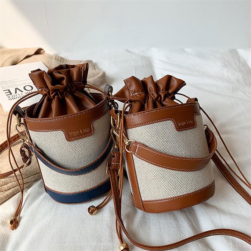 Buy Women Shoulder Bags Cylinder Pu Leather Bucket Bag Casual ...