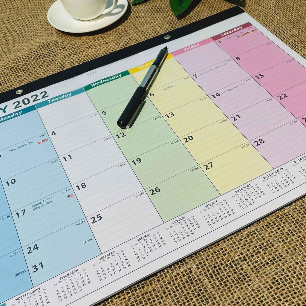 2022 2023 18 Monthly/Wall Calendar Large Colorful Ruled Blocks Desktop ...