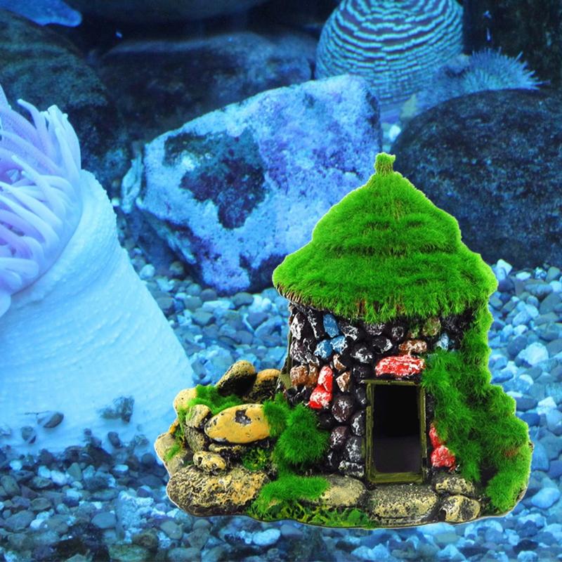 Buy Aquarium Resin House Decoration Fish Tank Rock Cave Hideouts with ...