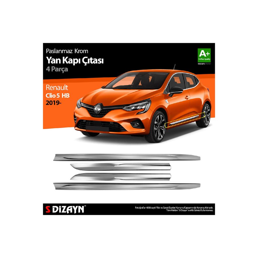 Buy For S-dizayn Renault Clio 5 Chrome Side Door Trim 4 Pieces 2019 And ...