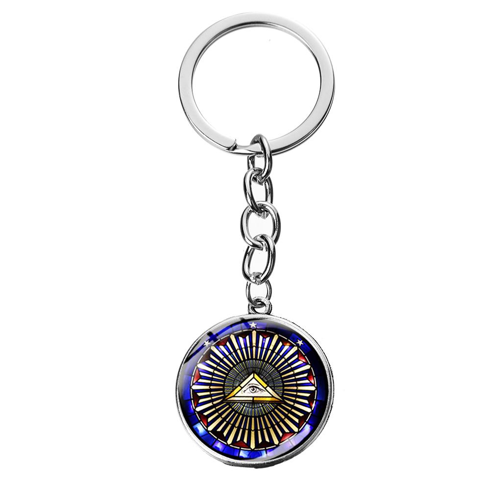 Masonic Illuminati Pyramid Eye Alloy Keychain Freemasonry Symbol Glass ...