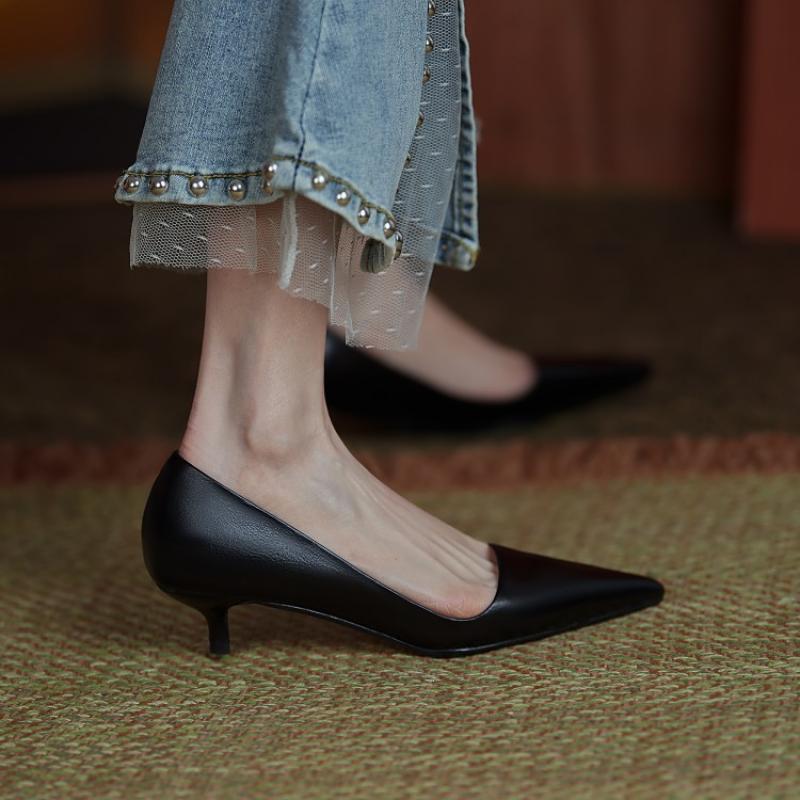 Buy Low Heel Shoes For Women Summer Leather Slip -On Office Dress Shoes ...