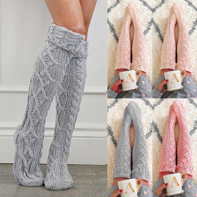 Buy Womens Winter Cable Knit Over Knee Long Boot Thigh High Warm Socks ...