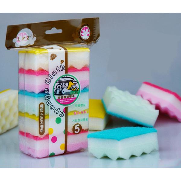 Buy Pack of 5pcs Multi-Use Scrunge Scrub Sponge Small Wave Sponge for ...