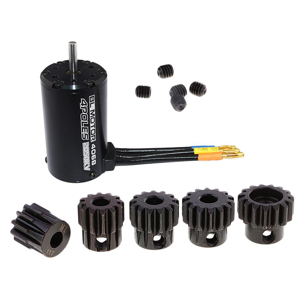 2050KV Waterproof Brushless Motor 4 Poles+1115T Pinion Gear for 1/8 RC ...