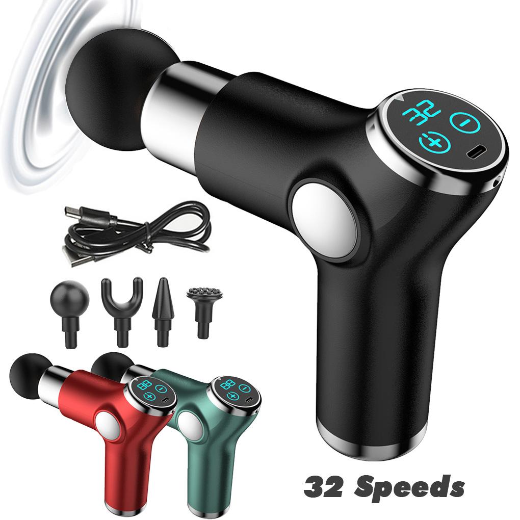 Buy 32 Speeds Mini LCD Massage Gun Deep Tissue Percussion Muscle ...