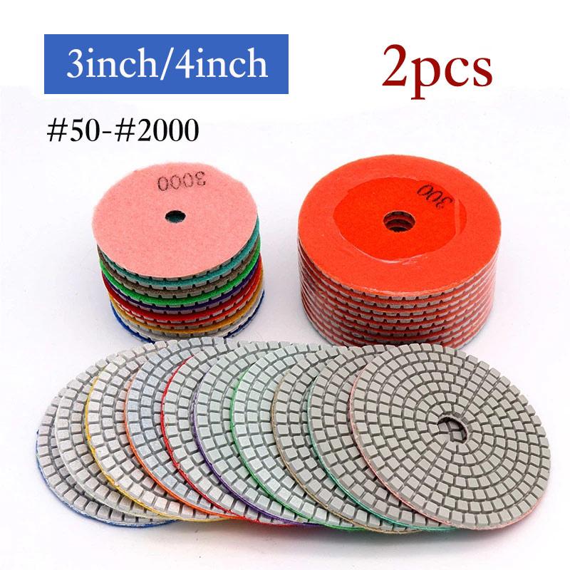 Buy 2pcs 3"/4" Wet/Dry Diamond Polishing Pad Flexible Grinding Discs ...