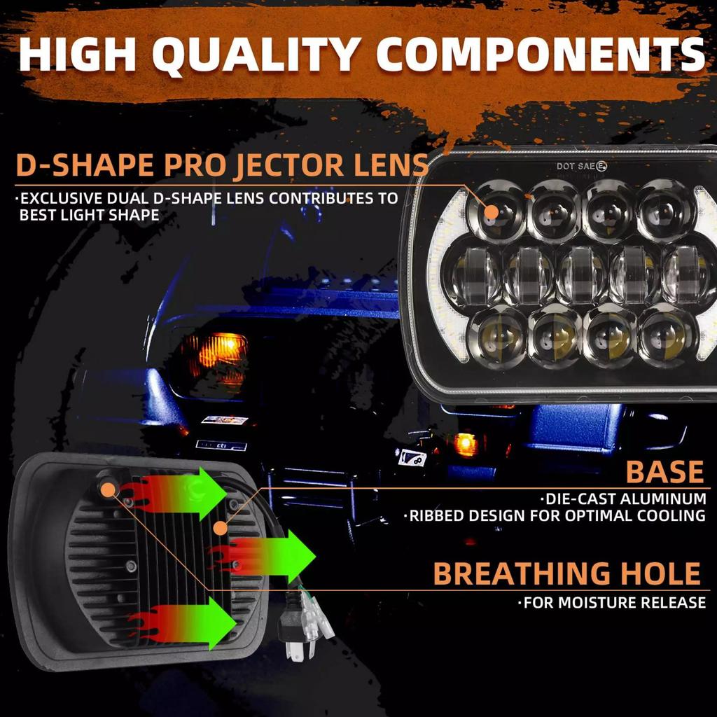 Buy 5X7Inch 7X6Inch Projector Magnifier LED Headlight DRL at affordable ...