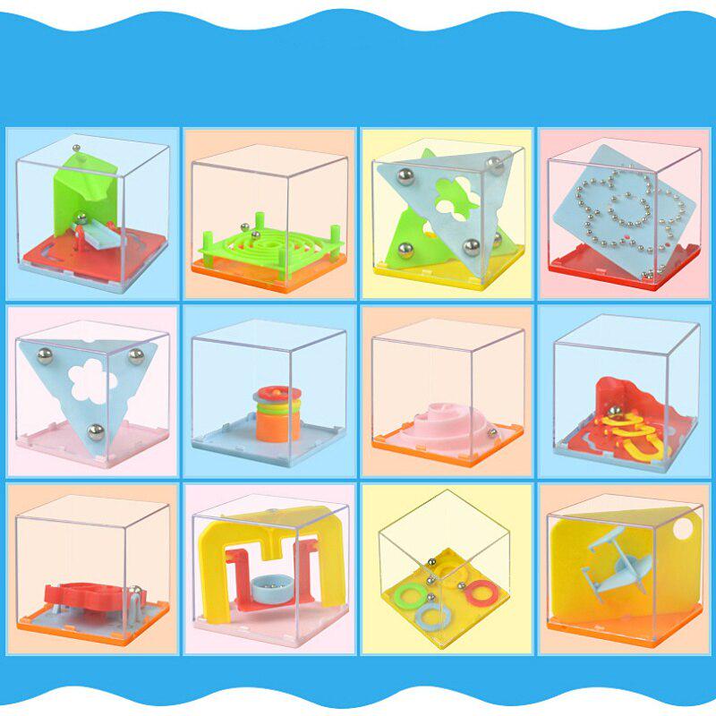 12pcs/set Kids 3D Cube Puzzle Maze Toy Hand Game Case Box Brain Game ...