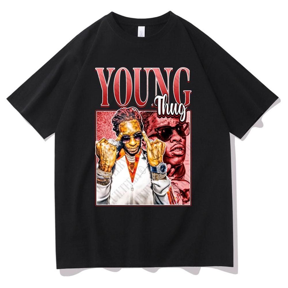 Rapper Young Thug Hip Hop Tshirt Men Women Oversized Black Hipster T ...