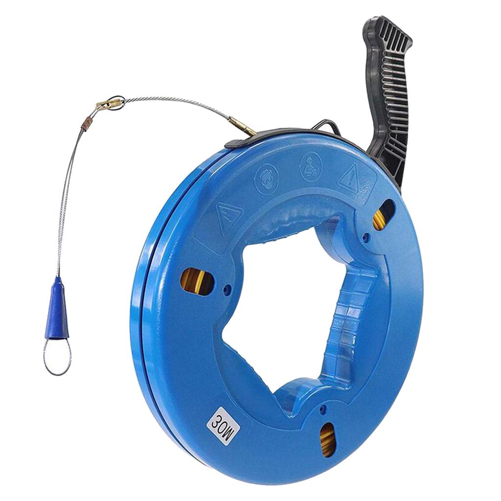 30Mx4mm Fiberglass Cable Wire Reel Snake Conduit Duct Fish Tape Puller ...