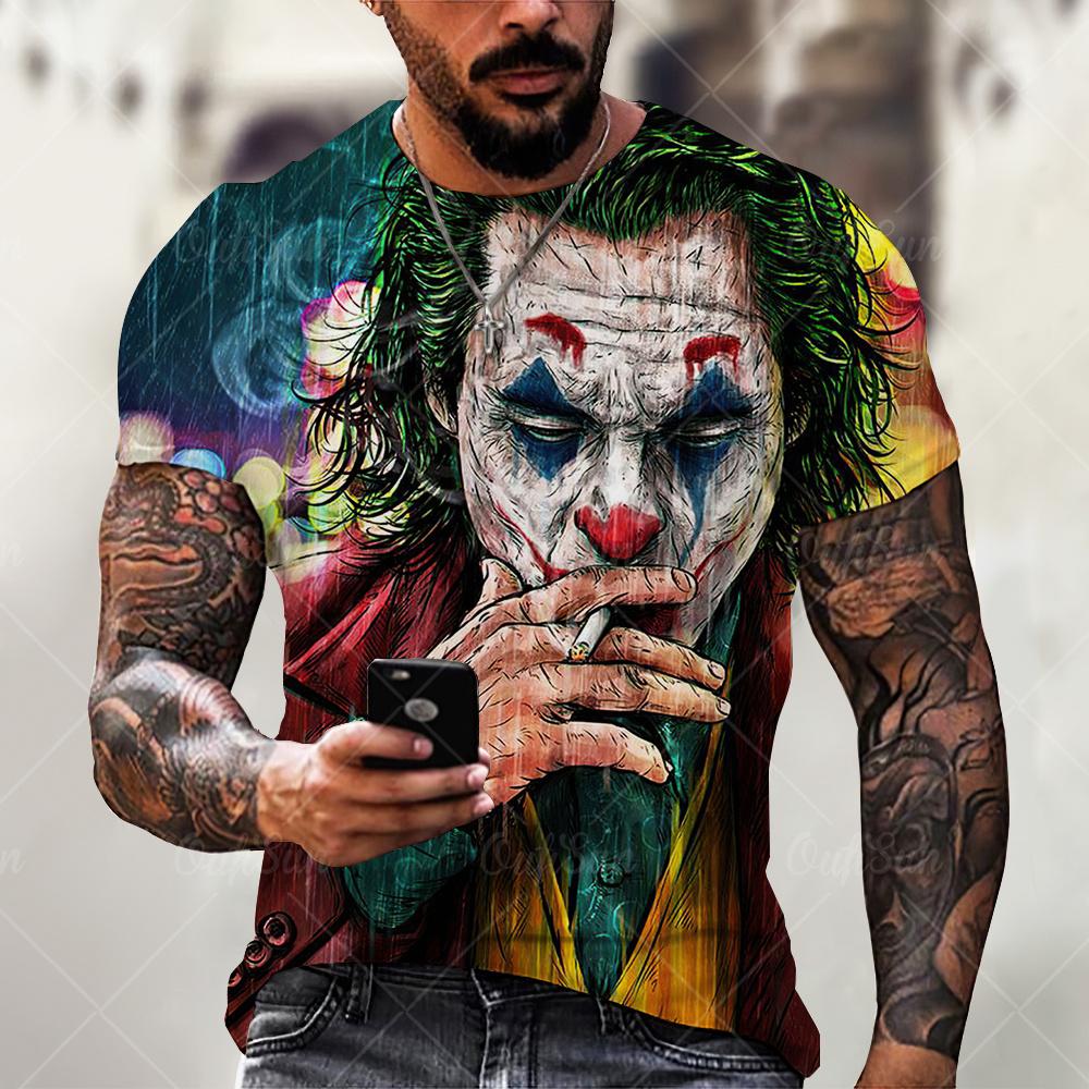 Buy Summer Men's 3D Print T Shirt Urban Trend Joker Face Pattern Rock ...
