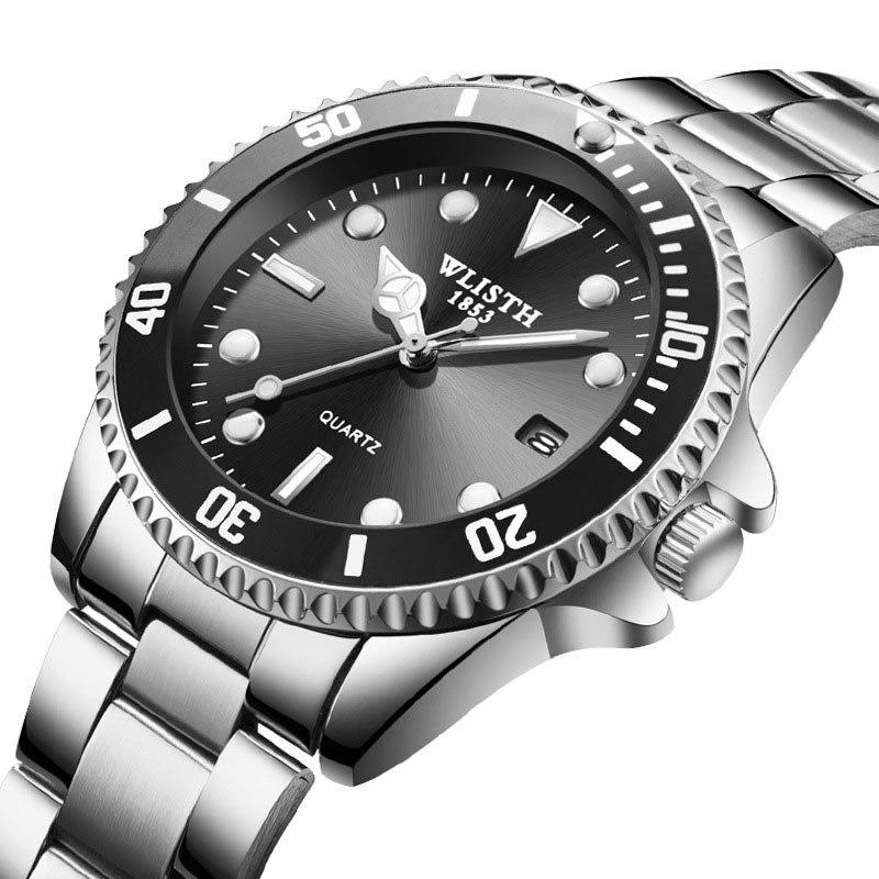 Buy WLISTH Watches Men Full Steel Classic Quartz Waterproof Watch Date ...