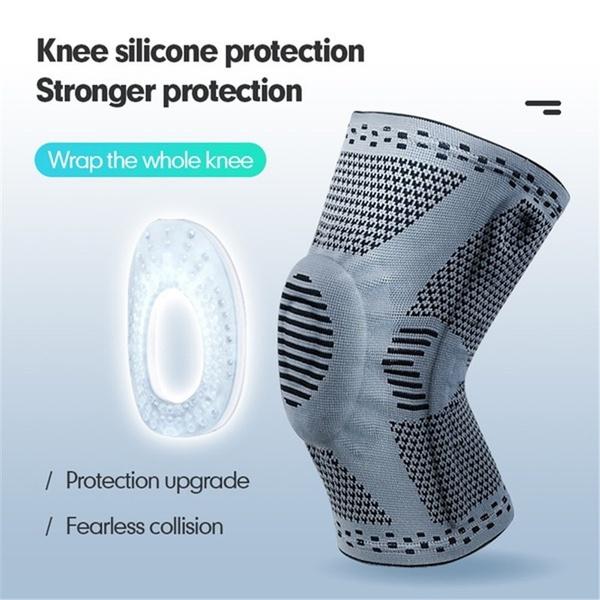 💰Kjøp Knee Patella Protector Brace Silicone Spring Knee Pad Basketball ...