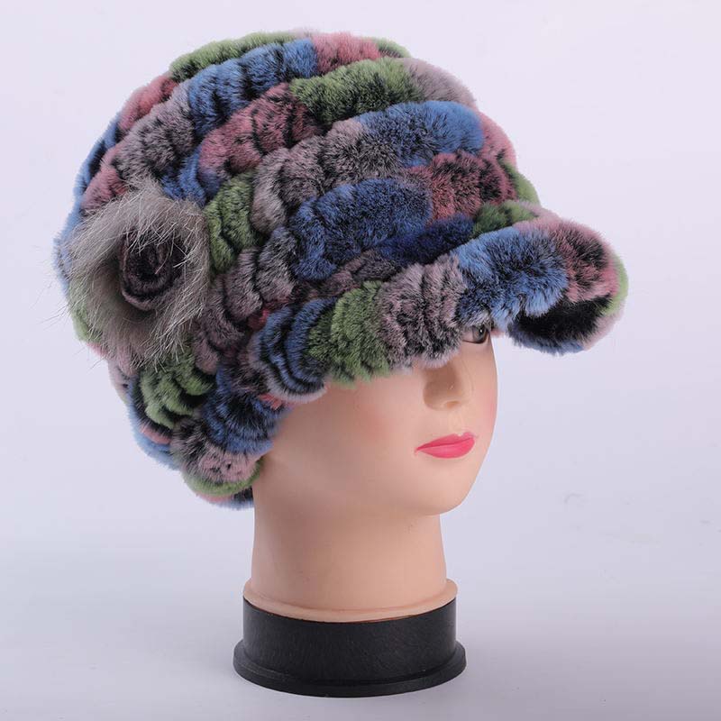Satın alın Fur Hat Ladies Winter Pure Rex Rabbit Peaked Cap Women ...