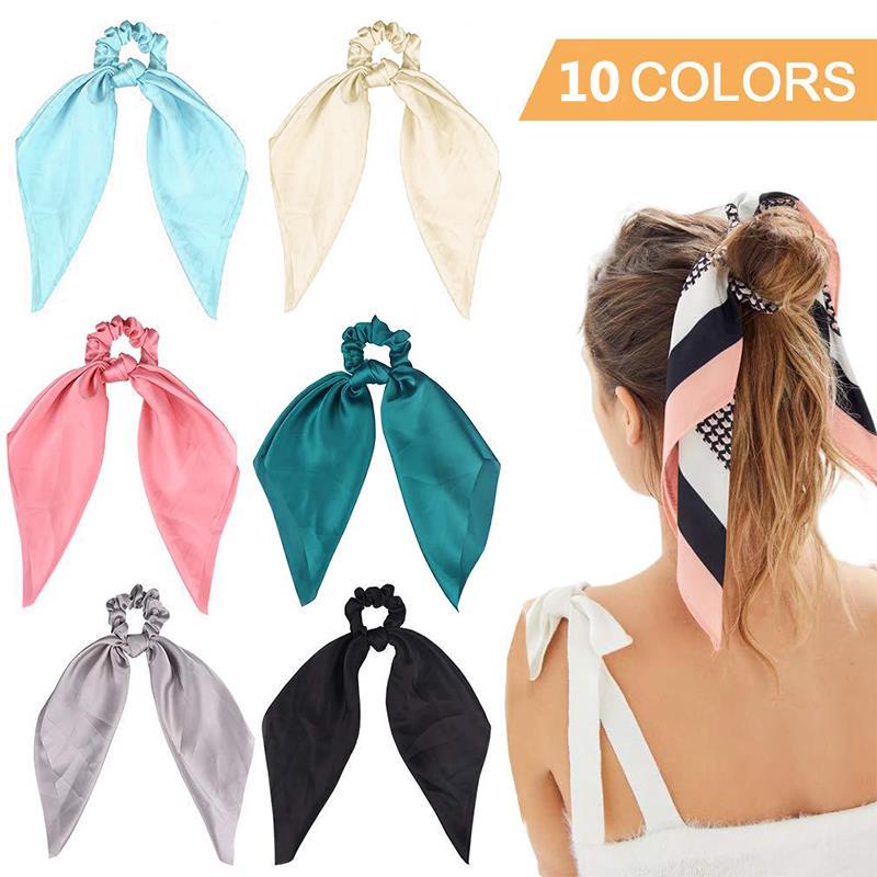 Buy Fashion Candy Color Girl Hair Band Ribbon Elastic Rope Solid Satin ...