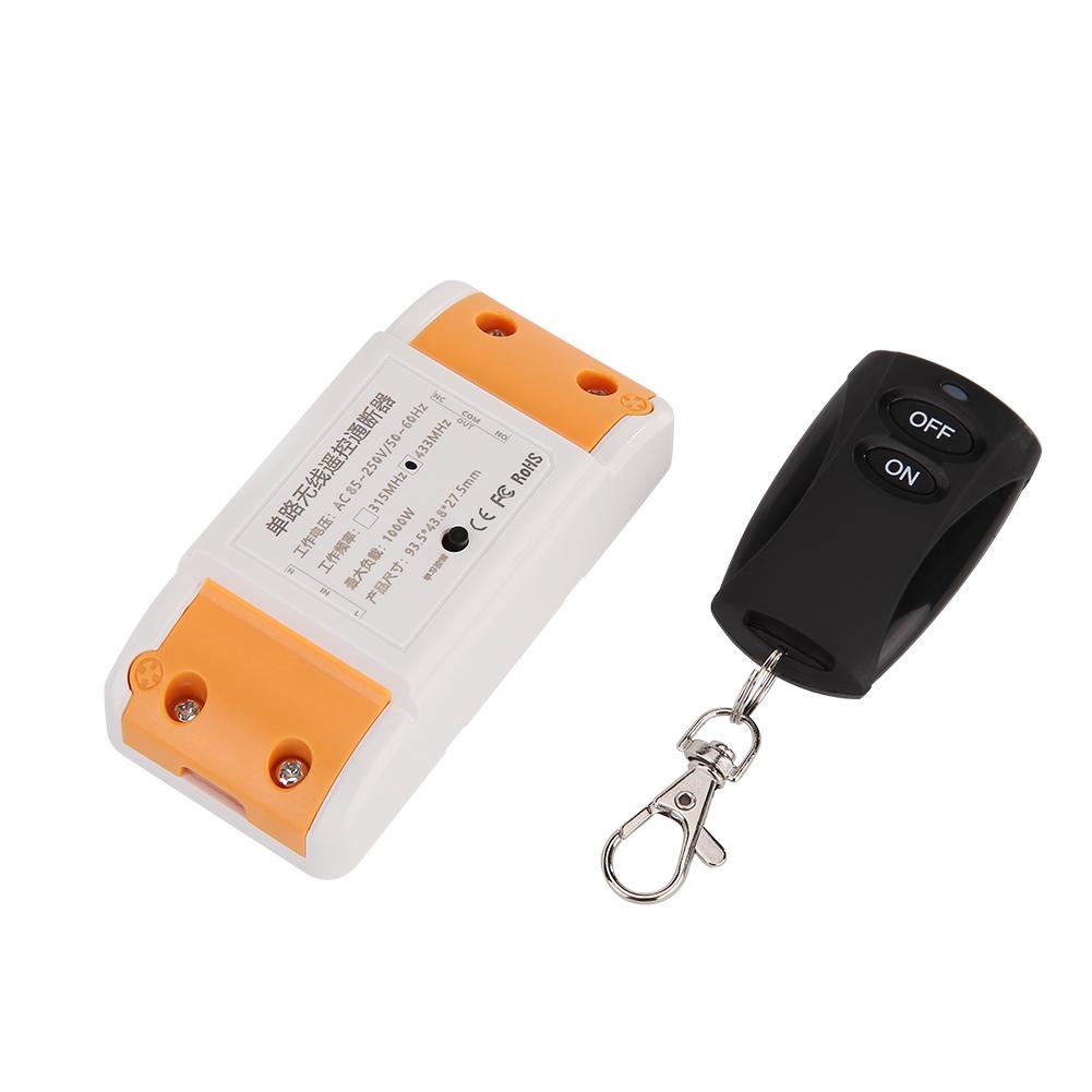 433MHz Wireless Switch AC85-250V 1CH Relay Receiver + RF Remote Control ...
