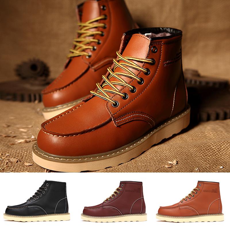 3 Renk Doğal Deri Erkekler Kış Martins Botlar El Yapımı Retro Ayak Bileği Bot Hakiki Deri ...