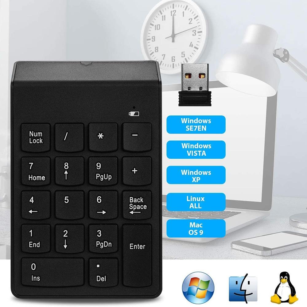 Buy Mini Wireless Numeric Keypad 2.4GHz Numpad 18 Keys Digital Keyboard ...
