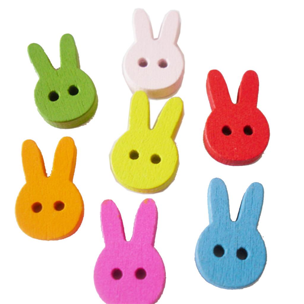 Buy 100Pcs Multicolor Rabbit Wooden Buttons Handmade Scrapbooking ...
