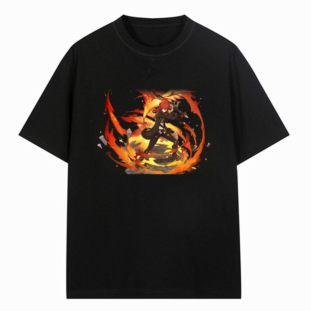 Buy Genshin Impact Diluc Ragnvindr Mens T Shirts Black Summer Tee ...