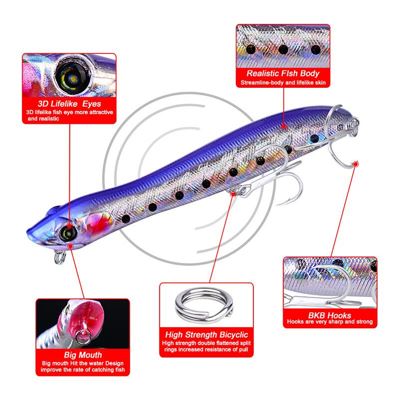 Popper Lure Bait 125mm Floating Plastic False Bait VIB Sub Bait 19g ...