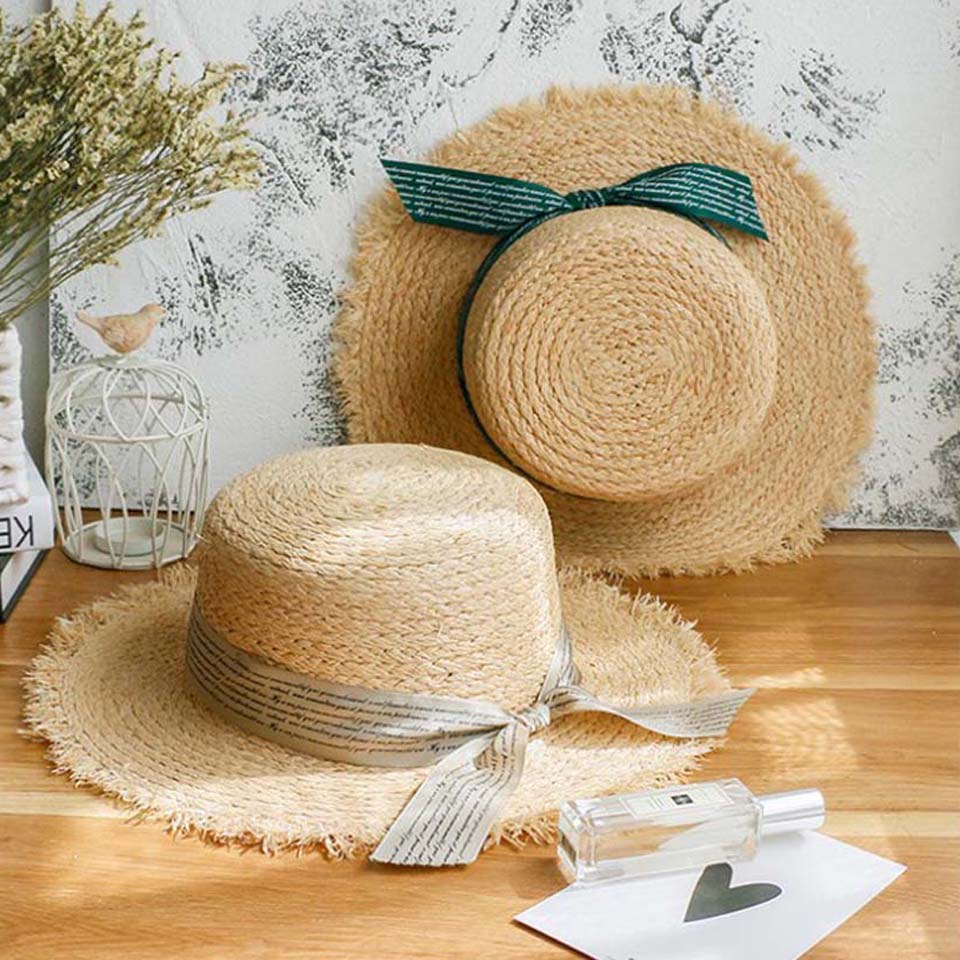 Handmade Raffia Sun Hats For Women Summer Women Outdoors Sunshade Straw ...