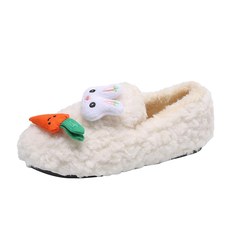Buy Cute Gray Rabbit Ears Home Shoes Kawaii Bunny Flats Indoor Warm ...