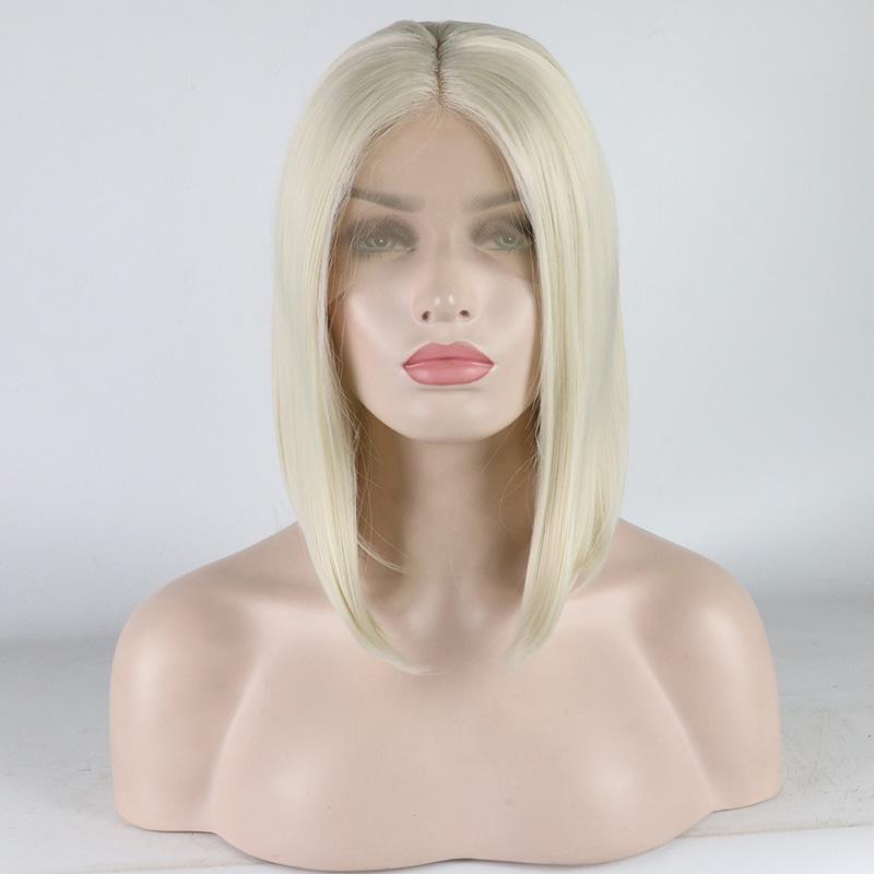 Buy Fashion 12" Short Blonde Straight Women Hair Full Lace Front Fancy ...
