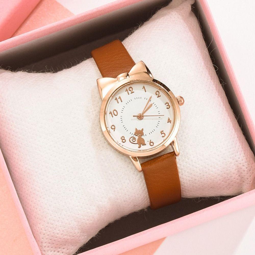 Купити PU Leather Thin Band Students School Watches Women Watches Cat ...