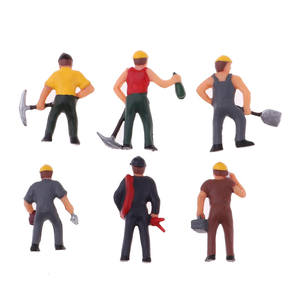 6 Pieces 1/87 HO Scale Painted Model People Workers Characters Figures ...