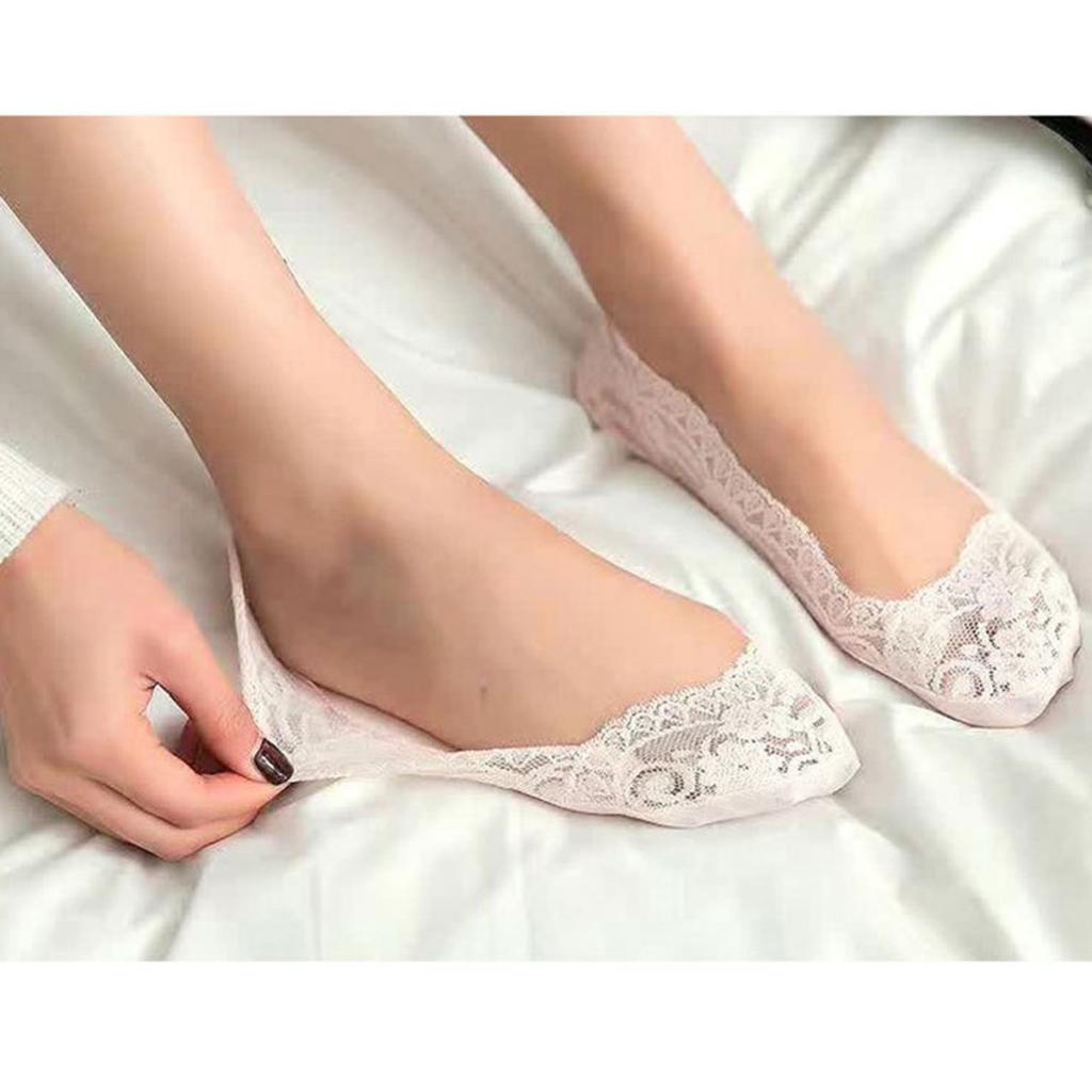 5 Pairs in 1 Invisible Lace Socks No Show NonSlip for Women Gray uygun ...