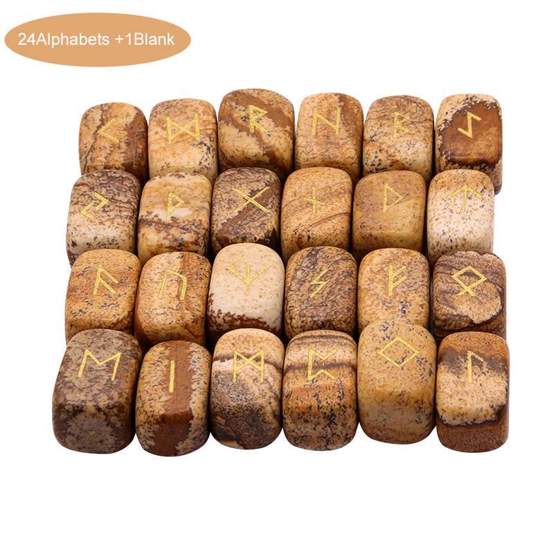 25 ADET / Set Rune Stones Spiritual Scrying Stones Runic Alfabe ...