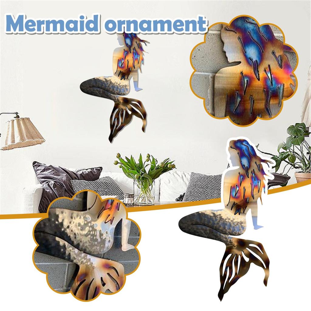 Wrought Iron Mermaid Metal Wall Ornaments Home Garden Ornaments ...