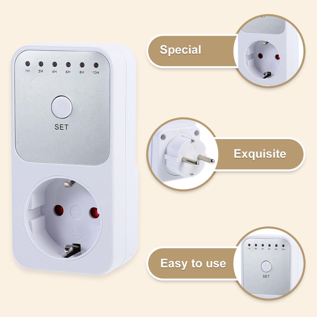 Buy Mechanical Outlet Timer 1-10 Hour Timer Auto Shut Off Safety Socket ...