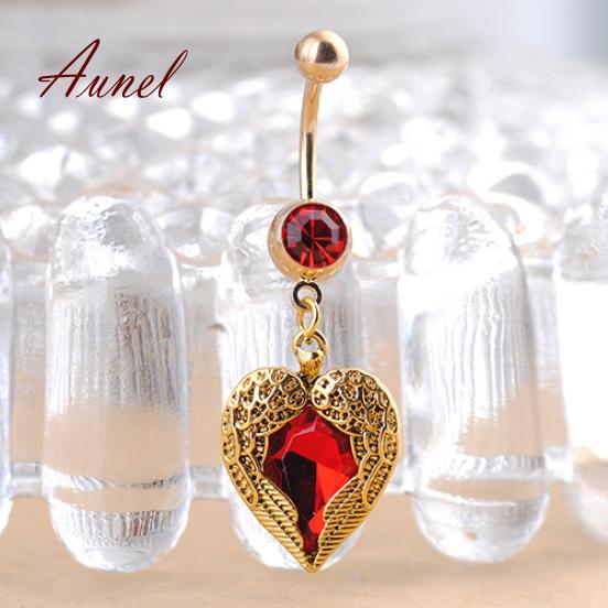 Fantastic Golden Dangle Wing Body Piercing Rhinestone Navel Belly ...