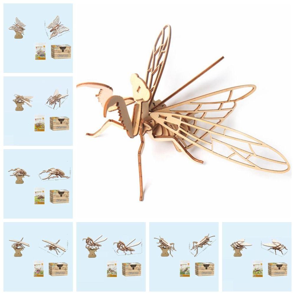 Handmade Insect Blocks Toy Animal Insect 3D Puzzle Toys DIY Jigsaw ...