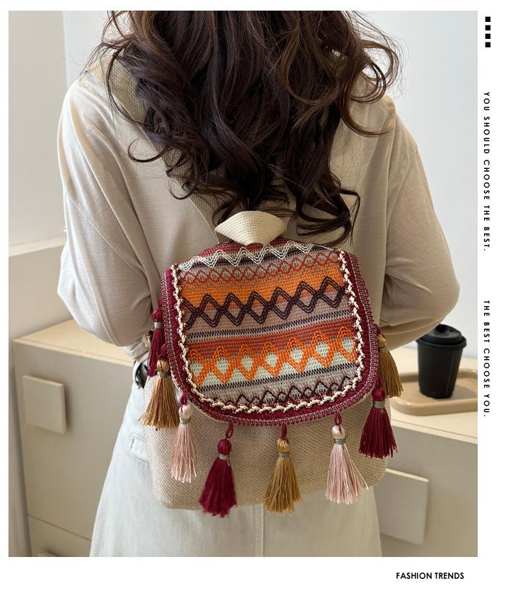 Cheap Canvas Backpack Small Backpack Retro Tassel Ethnic Style Backpack ...