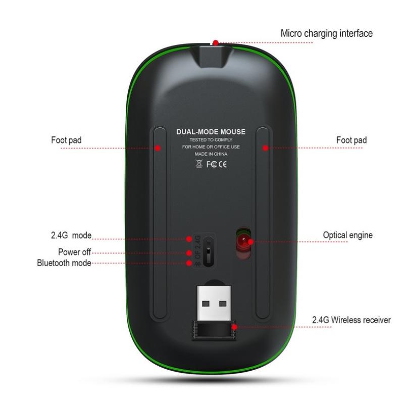 Buy T18 Wireless Mouse Colorful Bluetooth 5.1 Dual-mode Charging ...