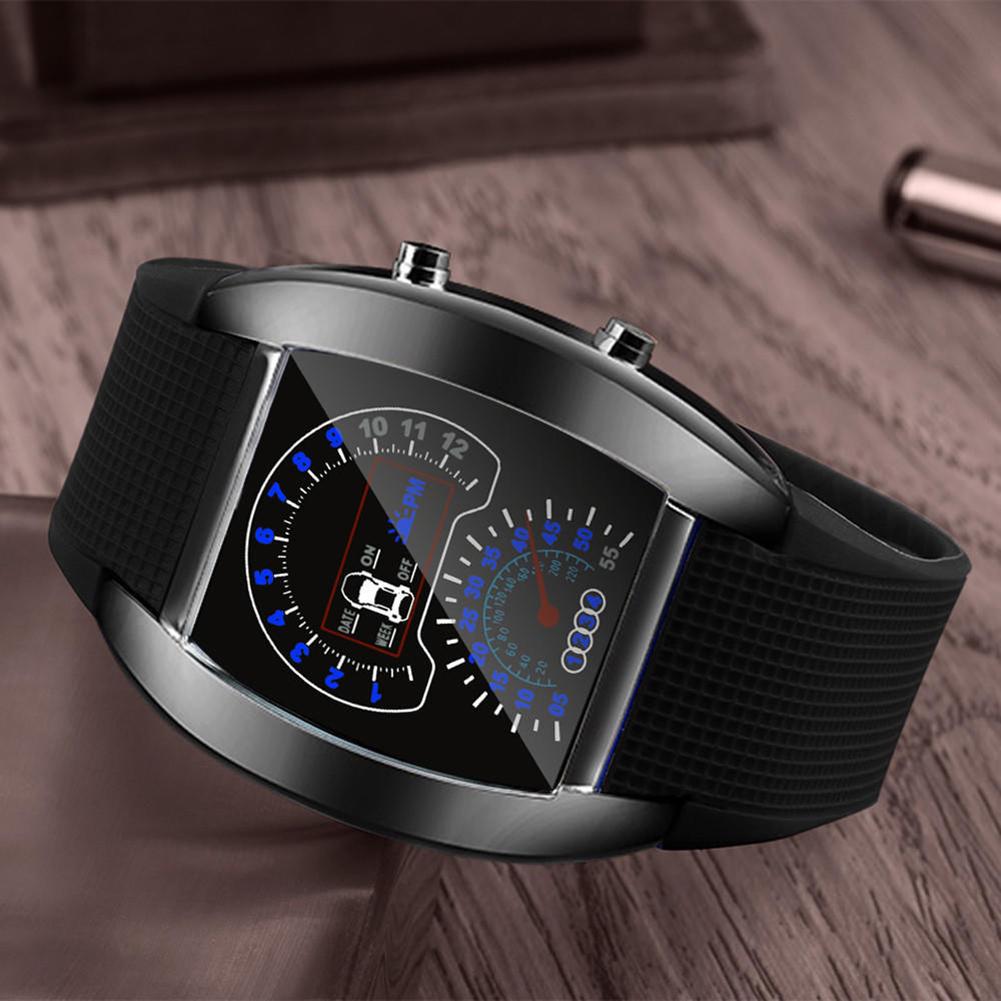 Men LED Car Meter Aviation Pilot Speedometer Sports Dial Digital Wrist ...
