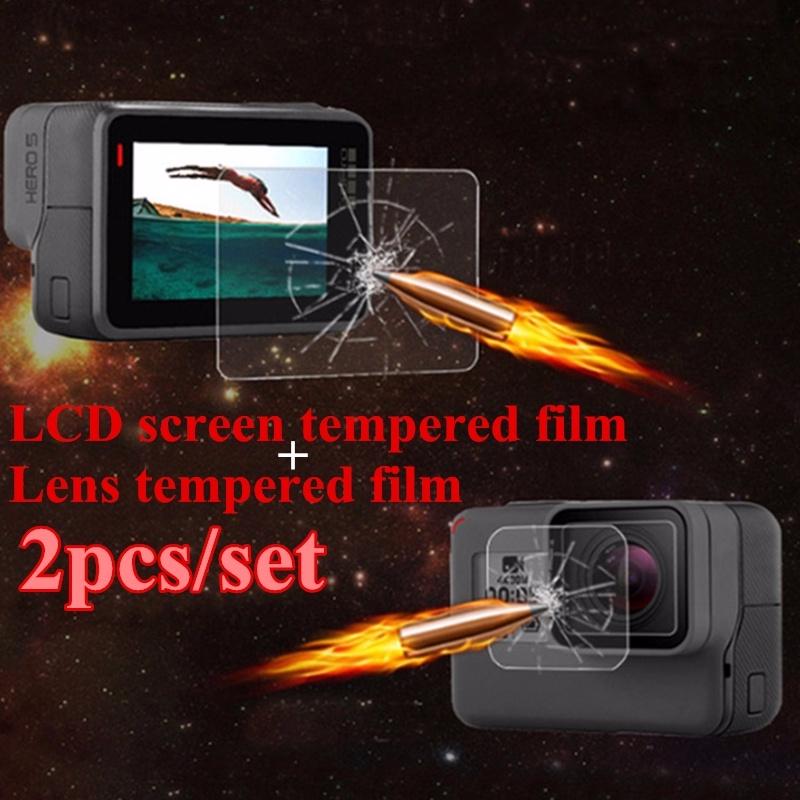 Buy 2pcs/set Tempered Glass Protector for GoPro Hero7 Camera Front Lens ...