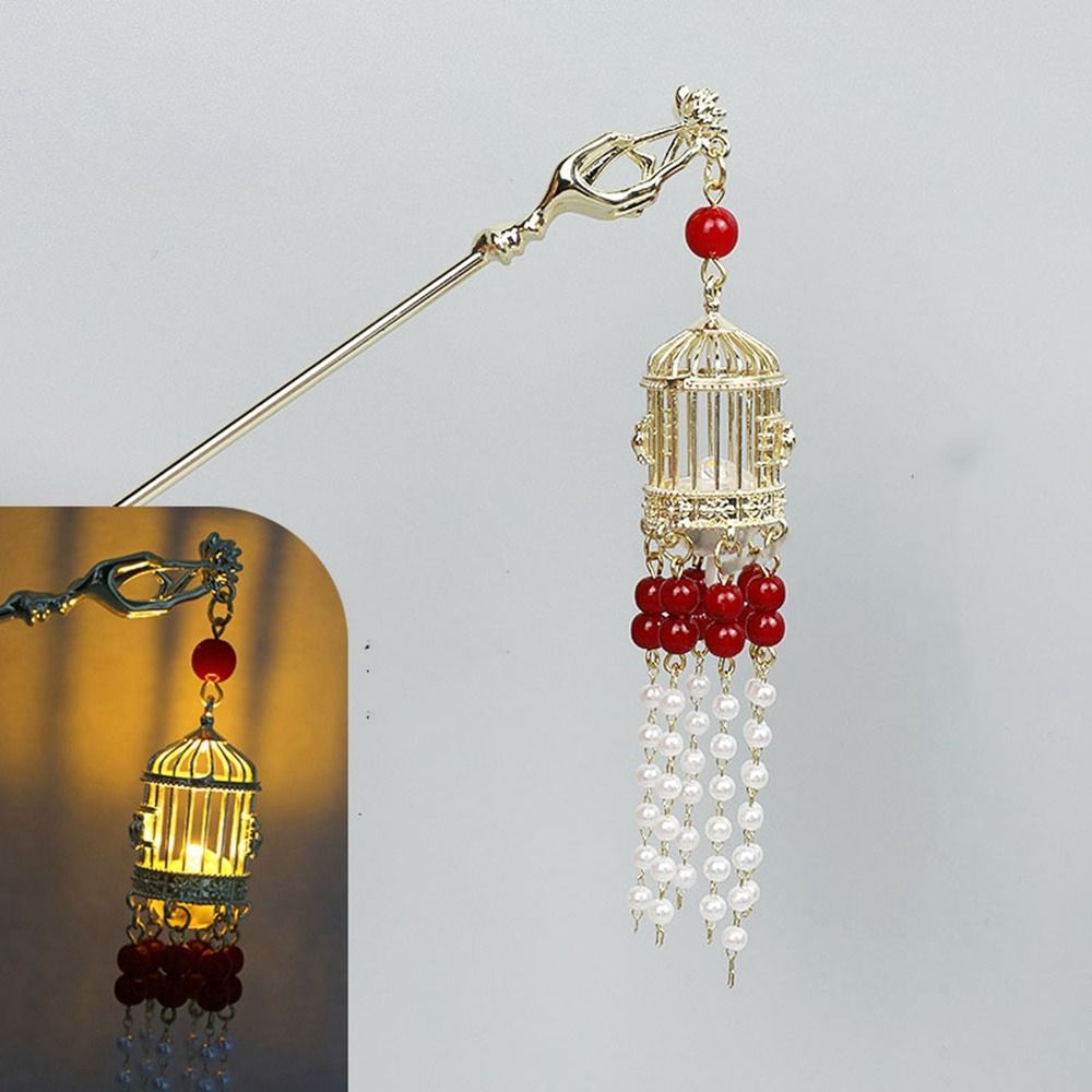 LED Light Glowing Lantern Hairpin Flower Hanfu Hair Clip Girl Hair ...