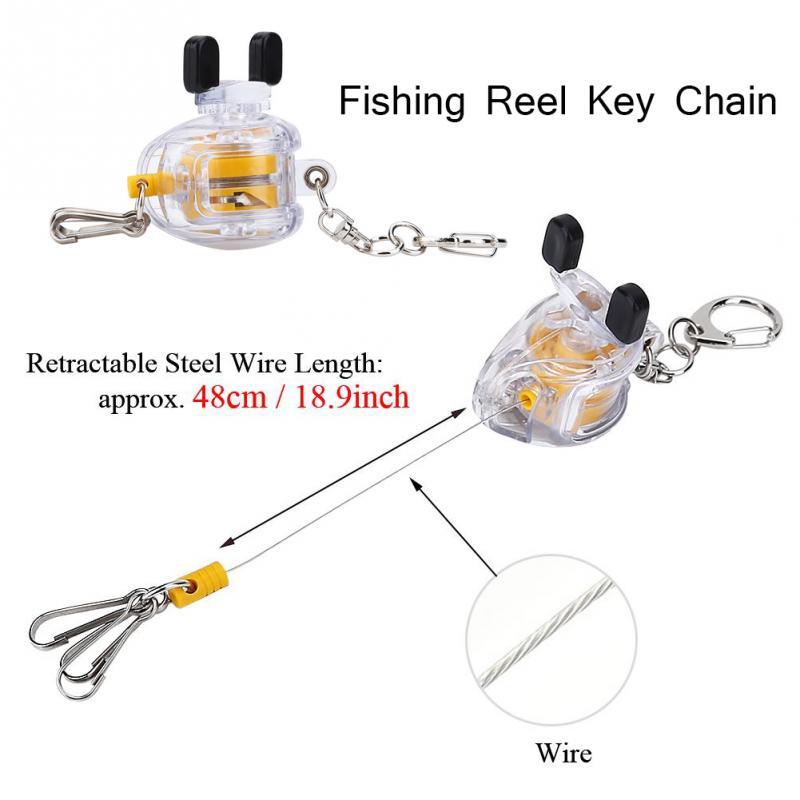 Buy 1Pc Light Weight Fishing Reel Keychain Steel Wire Belt Clip Lock ...