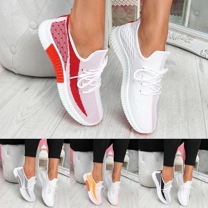 Buy Women's Vulcanized Female Lace Up Mesh Sneakers Shoes Round Toe ...
