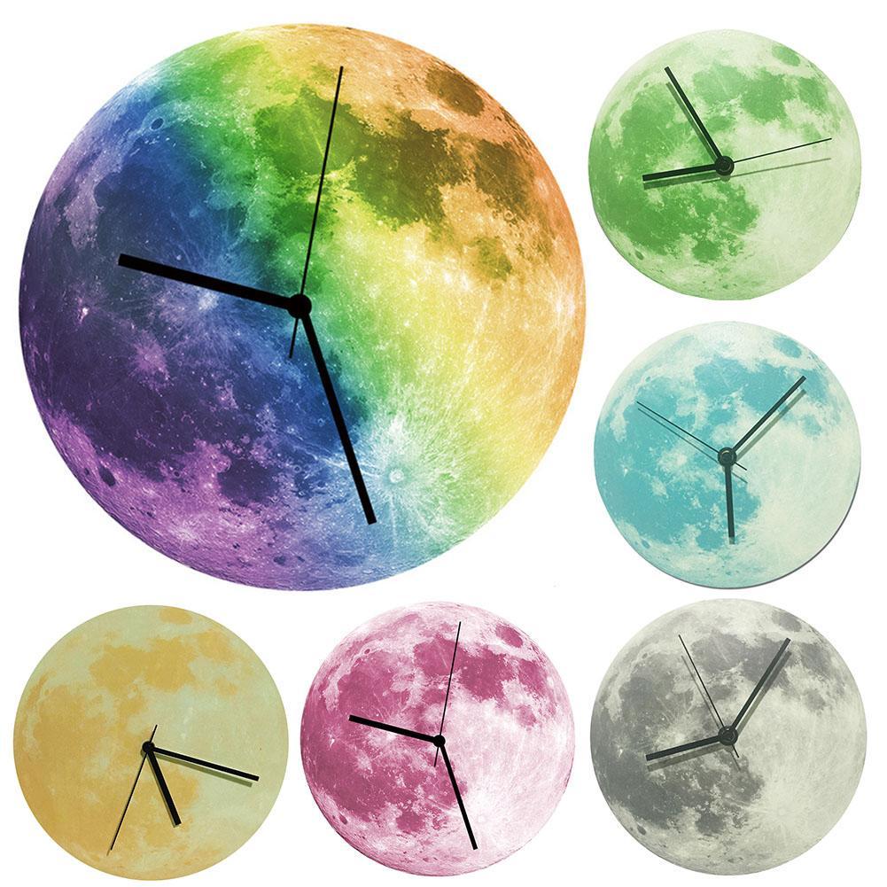 Buy 30cm Moon Wall Clock Waterproof Luminous Home Decorative Hanging ...